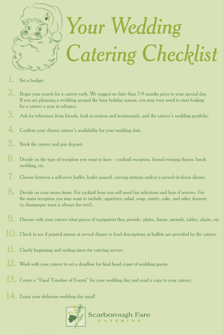Your Wedding Catering Checklist - Scarborough Fare Catering